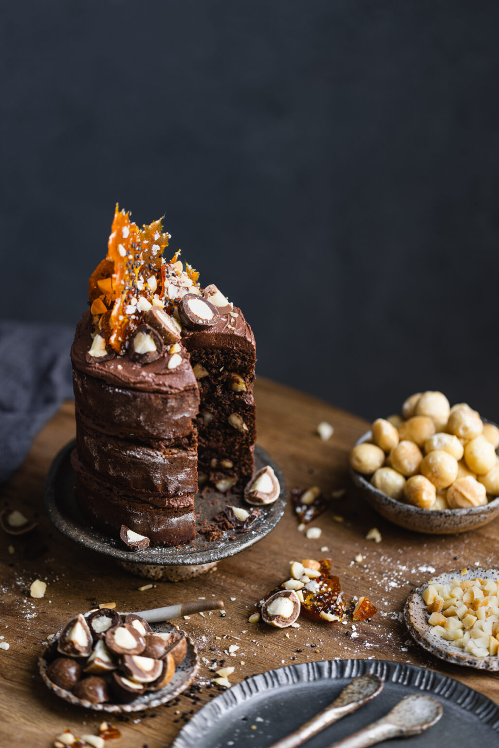 Chocolate Macadamia & Black Sesame Cake - The Polka Dotter